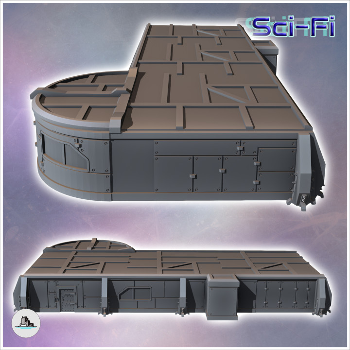 3D Printable Modular futuristic Sci-Fi fortified bunker with patterned ...