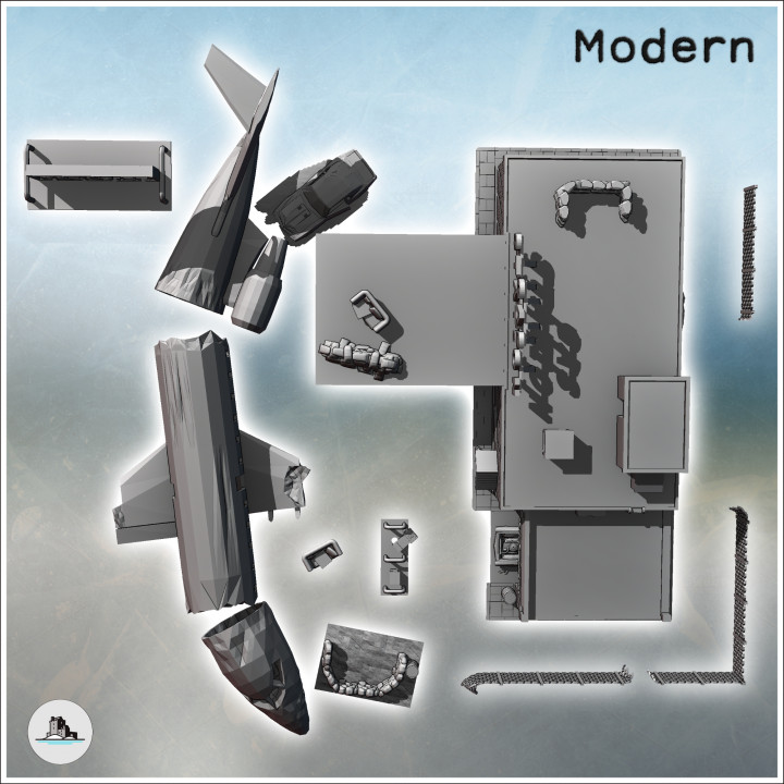 3D Printable Set of fortified post-apocalyptic gas station with ...