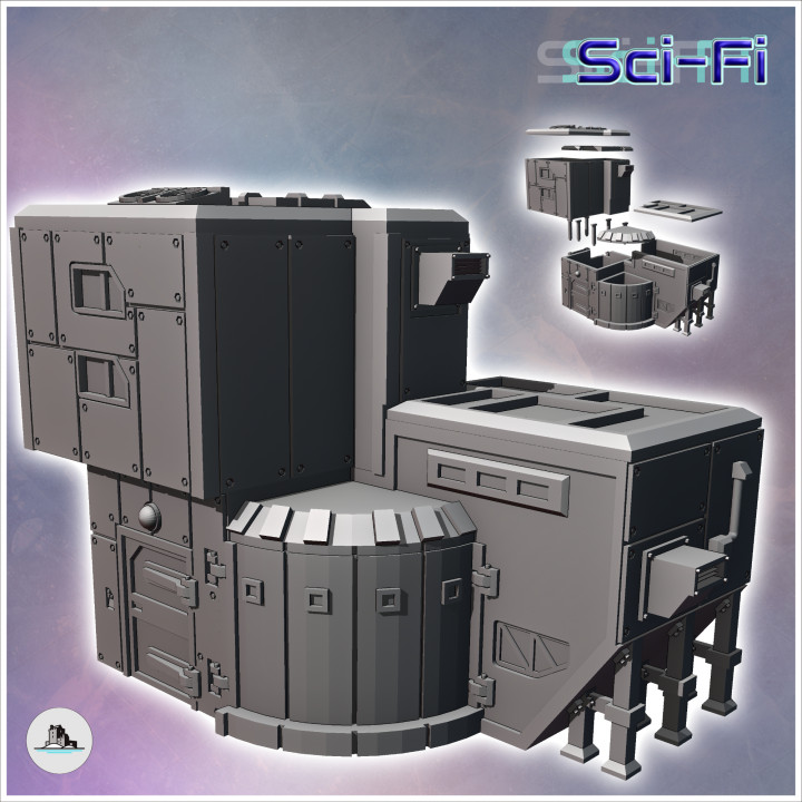 3D Printable Futuristic fortified base with steel walls and armored ...