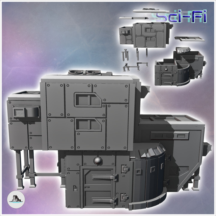 3D Printable Futuristic fortified base with steel walls and armored ...