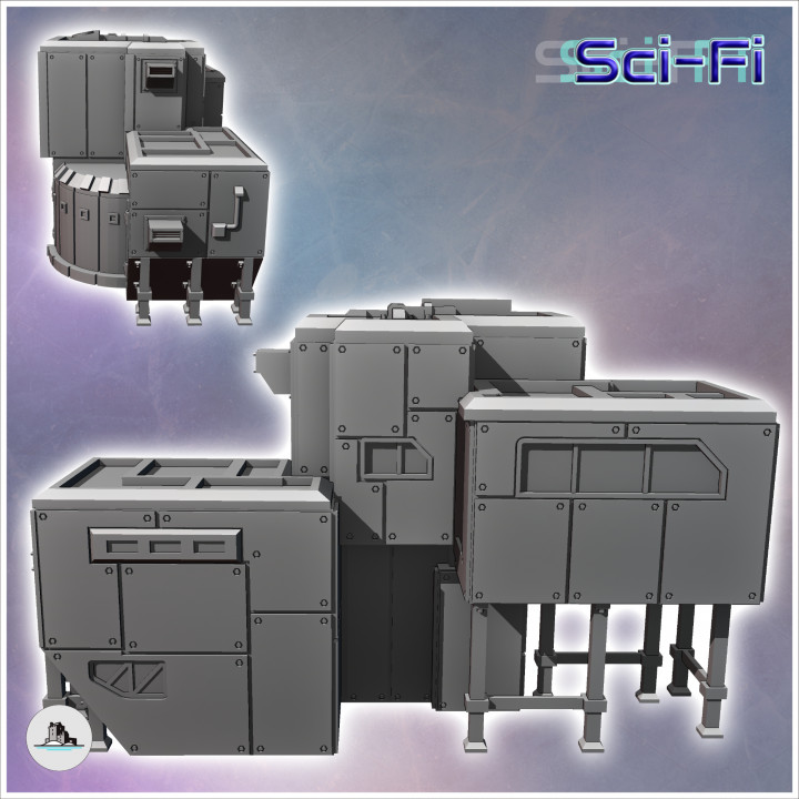 3D Printable Futuristic fortified base with steel walls and armored ...