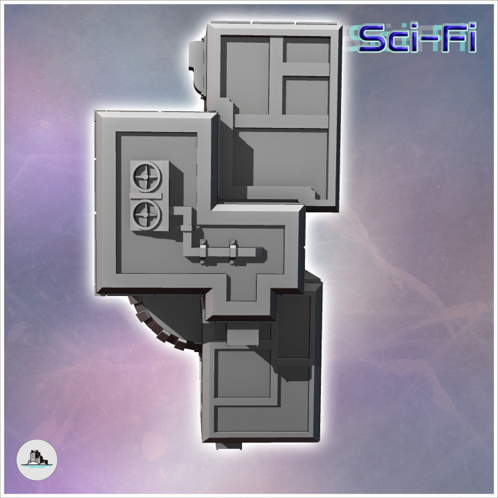 3D Printable Futuristic fortified base with steel walls and armored ...