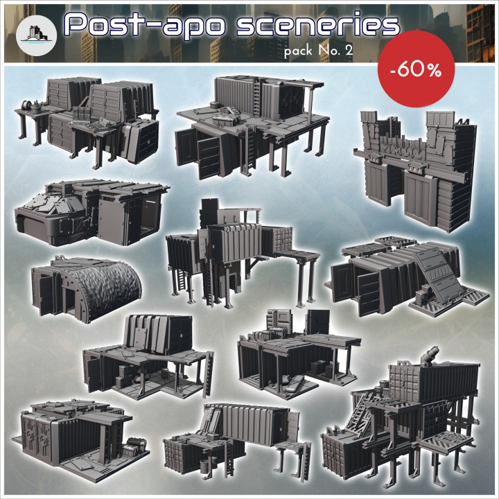 3D Printable Post-apocalypse scenery pack No. 2 - Future Sci-Fi SF Post ...