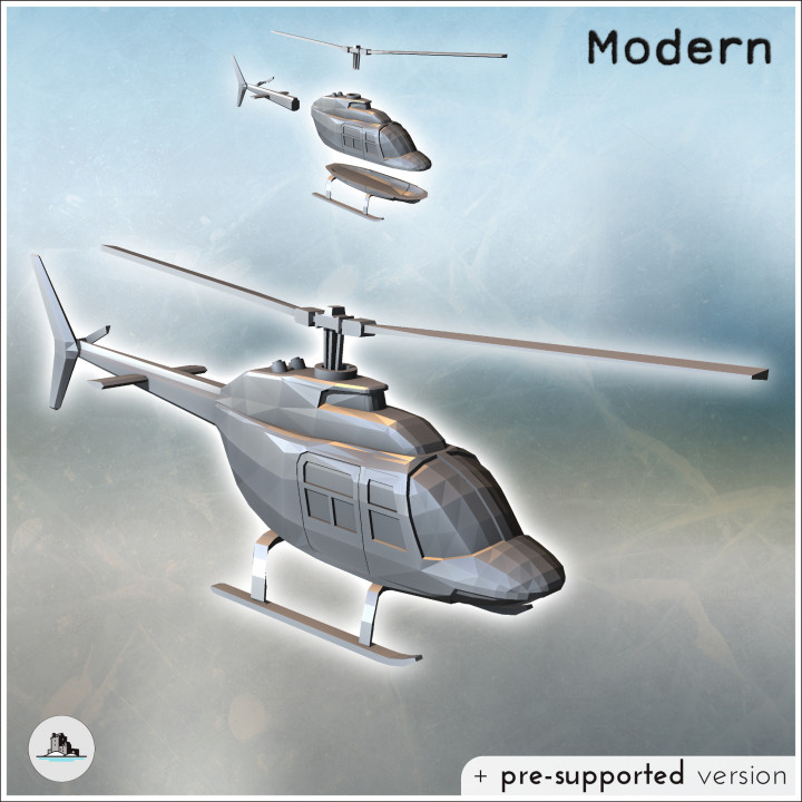 3D Printable Bell 206 JetRanger multi-role utility helicopter (2 ...