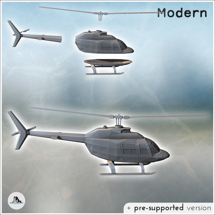 3D Printable Bell 206 JetRanger multi-role utility helicopter (2 ...