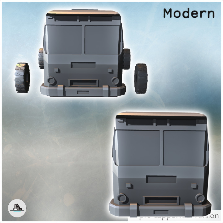 3D Printable Modern city bus with four wheels and double side doors (4 ...