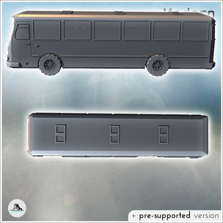 3D Printable Modern city bus with four wheels and double side doors (4 ...