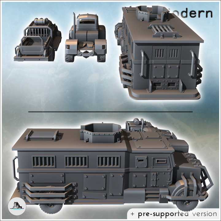 3D Printable Set of three post-apocalyptic vehicles with improvised ...