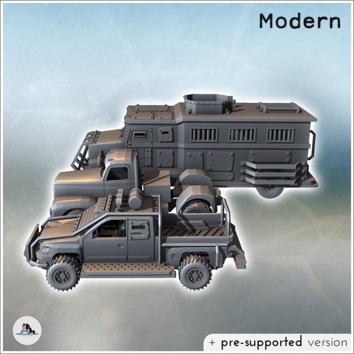 3D Printable Set of three post-apocalyptic vehicles with improvised ...