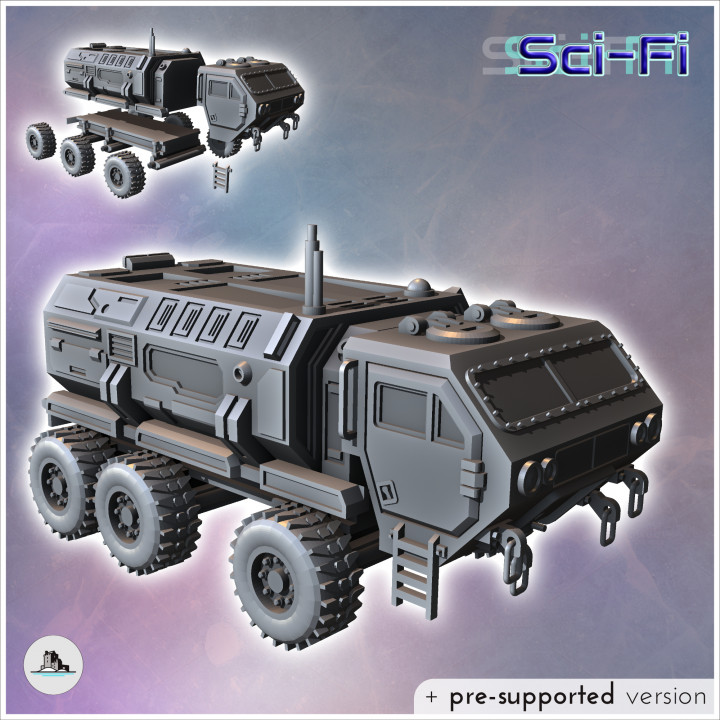 Descargar Futuristic six-wheeled all-terrain truck with front cabin and ...