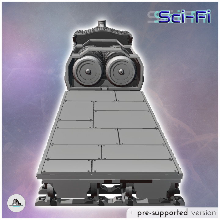 3D Printable Steampunk train on double tracks with steam locomotive and ...