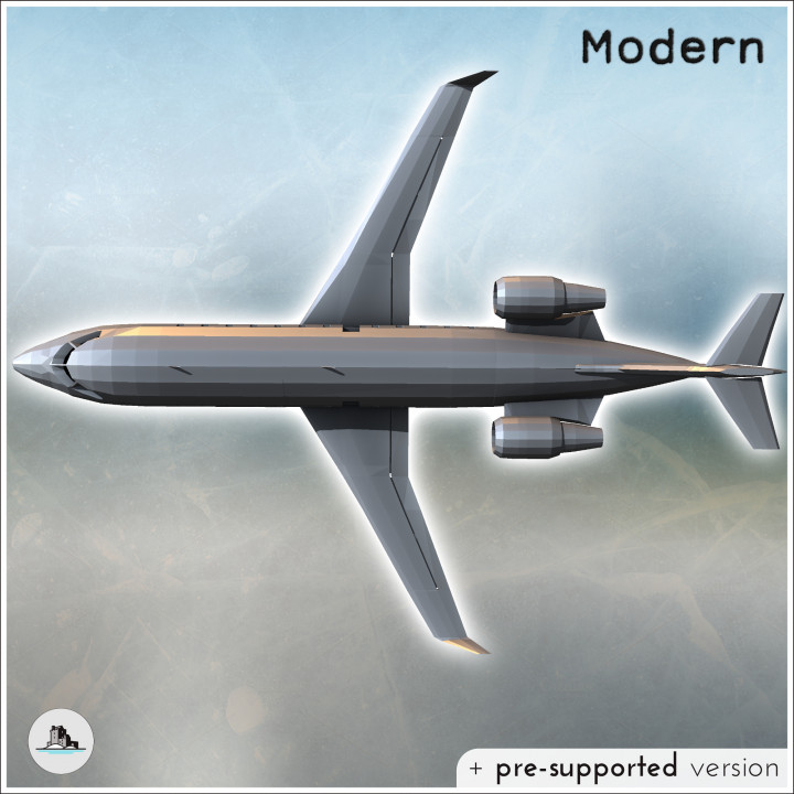 3D Printable Private jet with twin engines on tail with winglets and ...