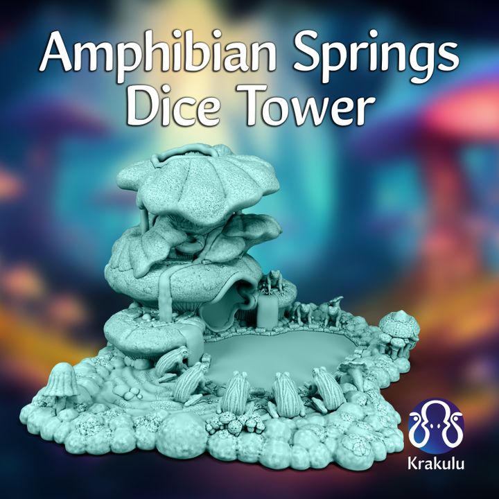 3D Printable Amphibian Springs Dice Tower by Krakulu
