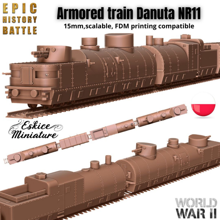 3D Printable Armored train Danuta NR11 - 15mm for EHB by Eskice ...