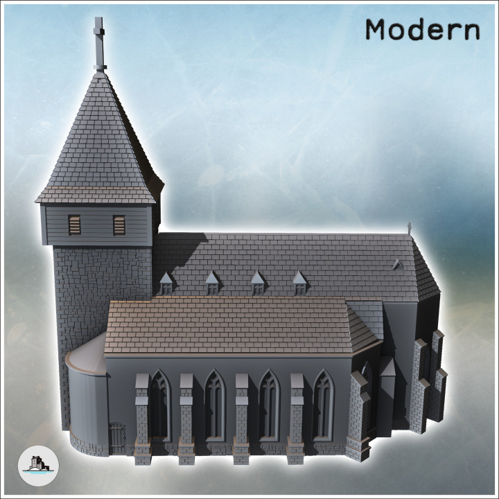 3D Printable Church of Bastogne (Normandy, France) - Modern WW2 WW1 ...
