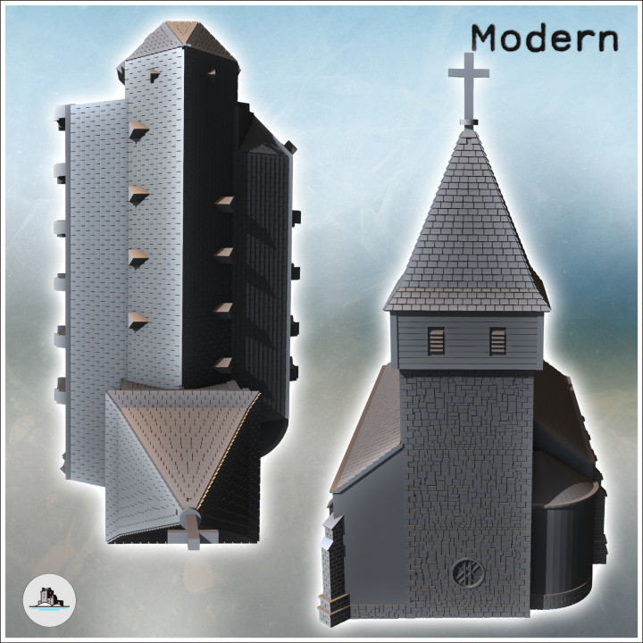 3D Printable Church of Bastogne (Normandy, France) - Modern WW2 WW1 ...