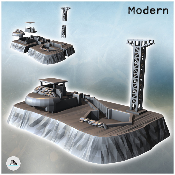 3D Printable Military communication station with firing emplacement and ...