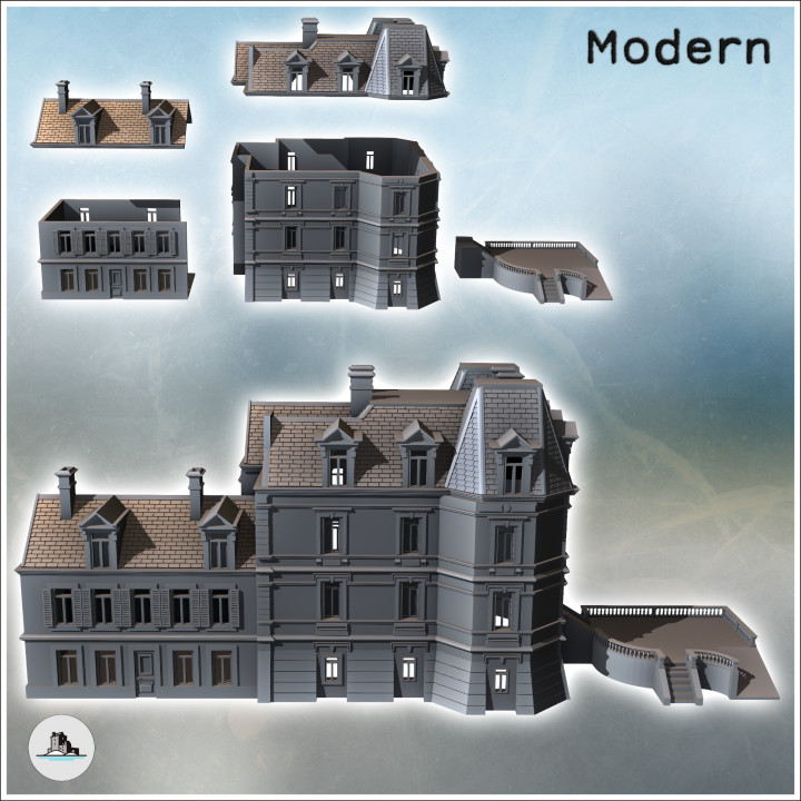 3D Printable Town hall of Hermanville (Normandy, France) - Modern WW2 ...