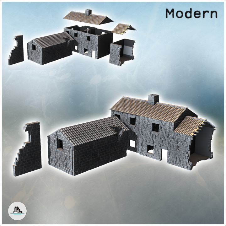 3D Printable Set of Stone Farm Buildings with Tile Roof (20) - Modern ...