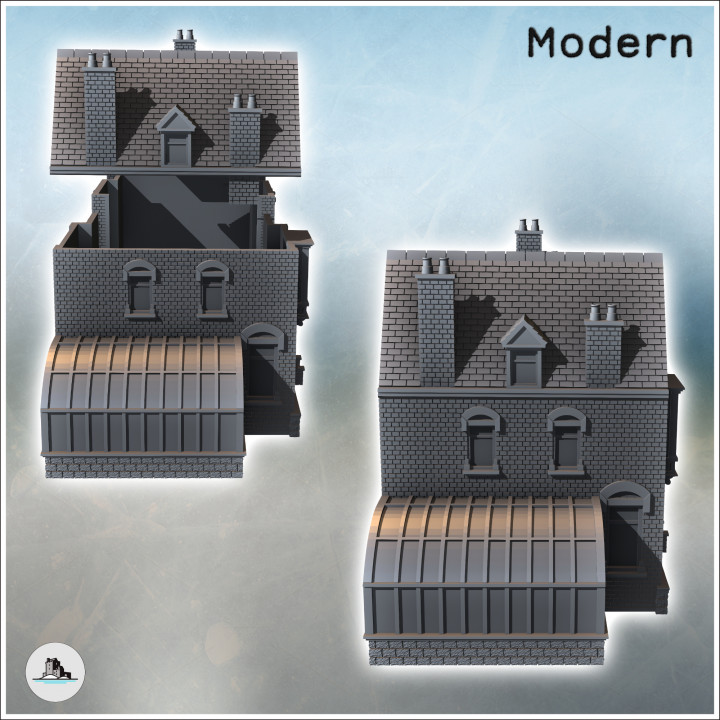 3D Printable Set of Three Stone Buildings with Chimneys (24) - Modern ...