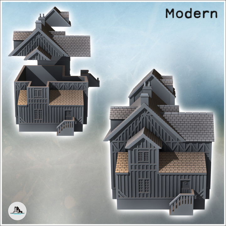3D Printable Set of two houses from Sword Beach (Ouistreham, Normandy ...