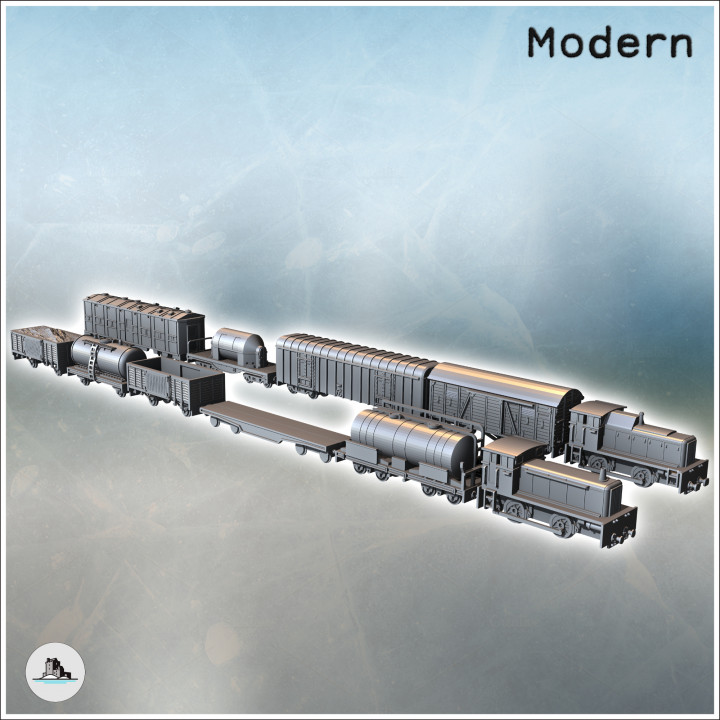 3D Printable Modern Material Transport Wagon Set and Wagons with Tanks ...