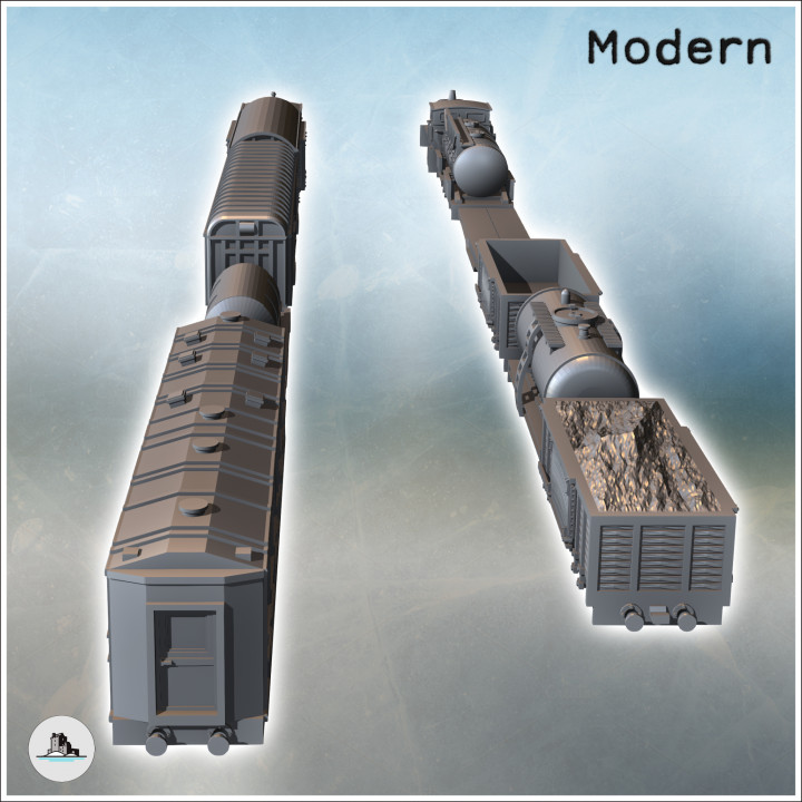 3D Printable Modern Material Transport Wagon Set and Wagons with Tanks ...