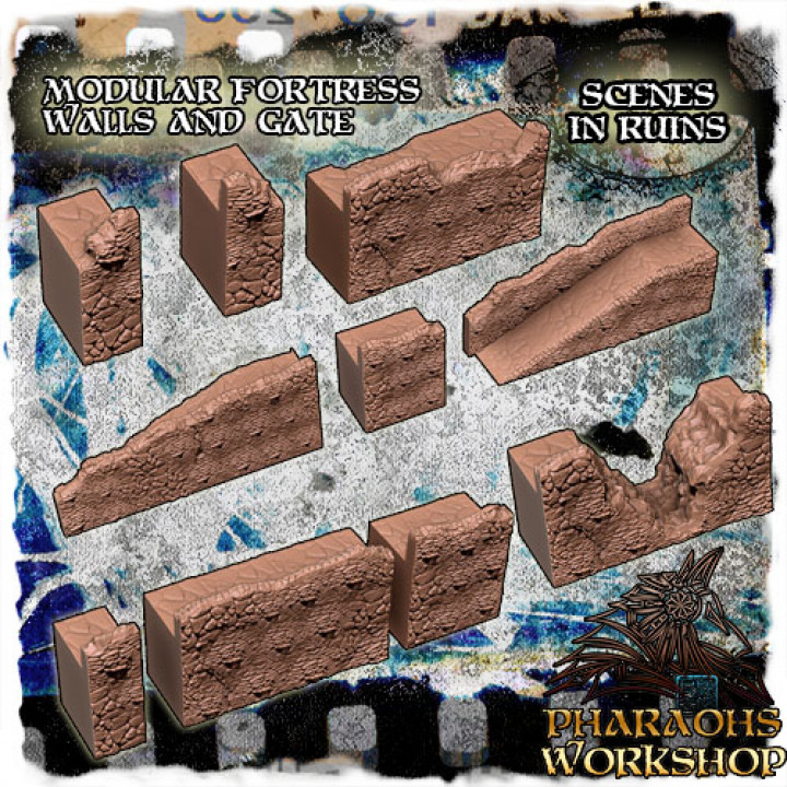 3D Printable Modular Fortress Walls by Pharaoh's Workshop