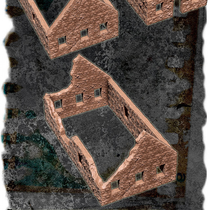 3D Printable Modular Ruined Houses by Pharaoh's Workshop