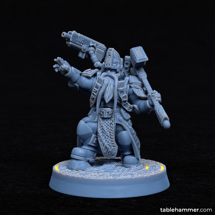 3D Printable Hammer Priest (Dwarf techno specialist hero) by Tablehammer