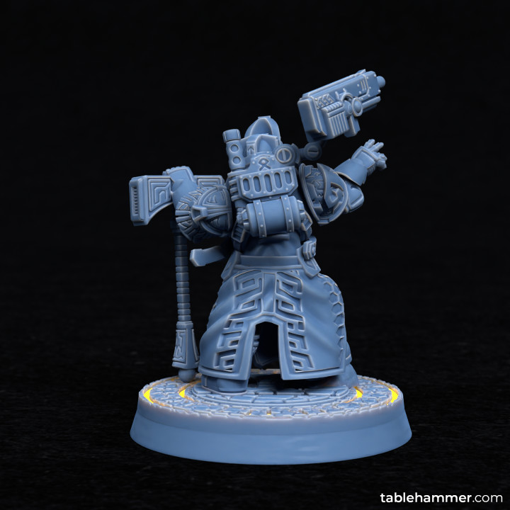 3D Printable Hammer Priest (Dwarf techno specialist hero) by Tablehammer