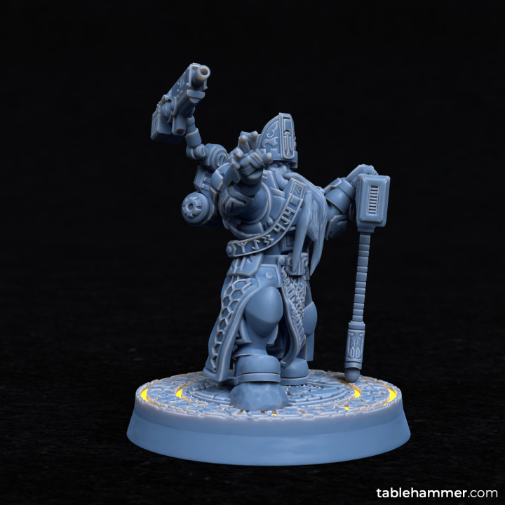 3D Printable Hammer Priest (Dwarf techno specialist hero) by Tablehammer