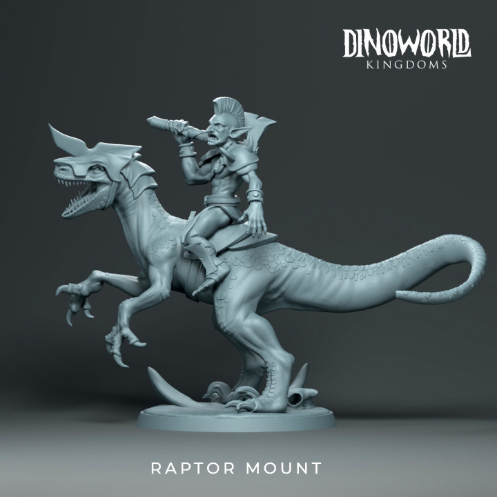 3D Printable Goblin mounted raptor dinosaur by Dinoworld