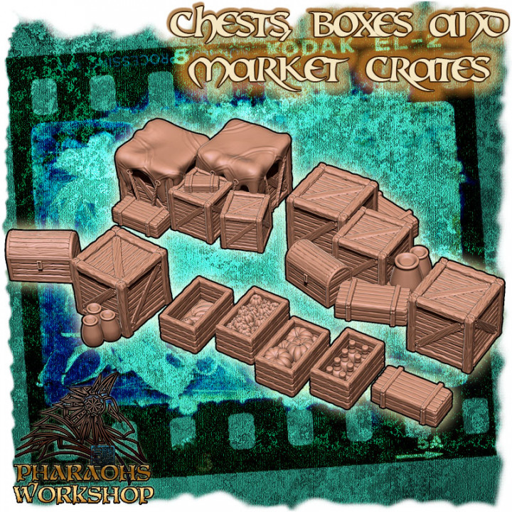 3D Printable Chests, Boxes and Market Crates by Pharaoh's Workshop