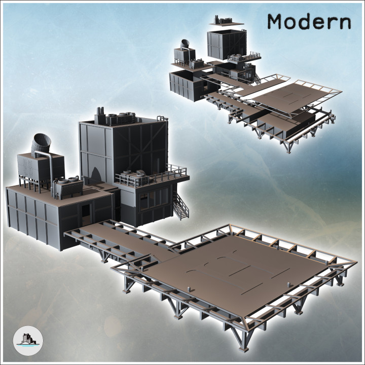 3D Printable Heliport with landing platform for helicopters and multi ...