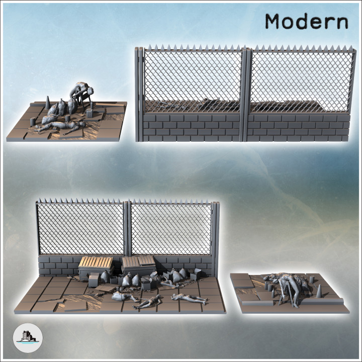 3D Printable Scenes with apocalyptic zombies on urban streets with ...