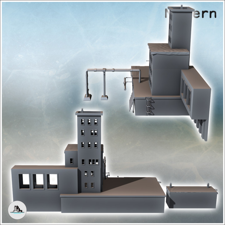 Descargar Modern industrial building with piping, large central tower ...