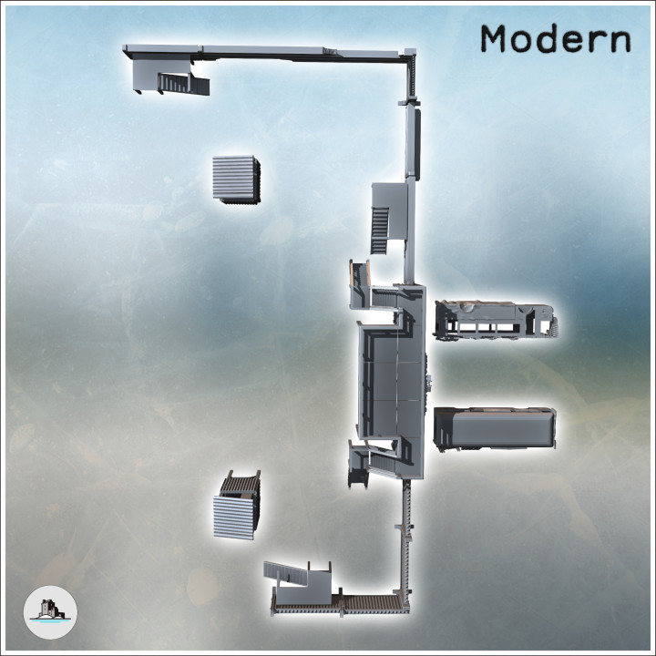 3D Printable Set of post-apocalyptic modern fortifications with metal ...