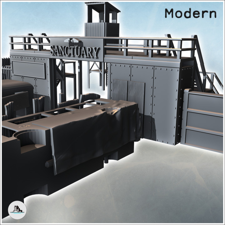 3D Printable Set of post-apocalyptic modern fortifications with metal ...