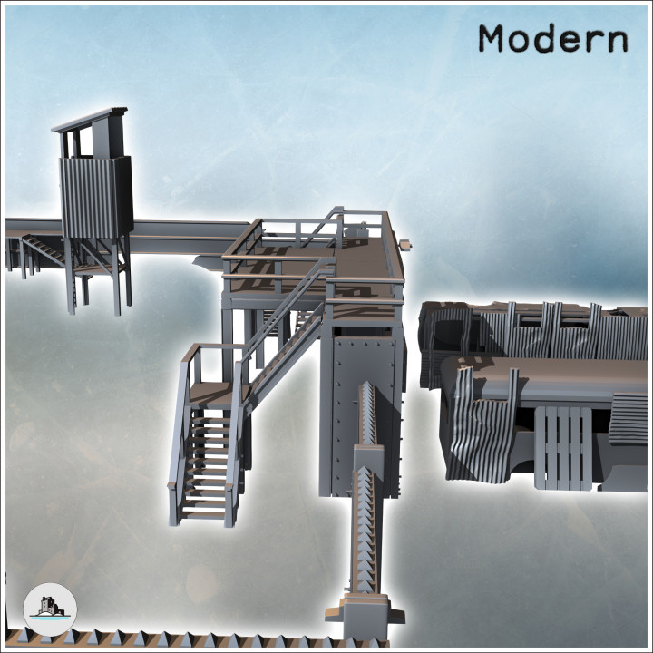 3D Printable Set of post-apocalyptic modern fortifications with metal ...