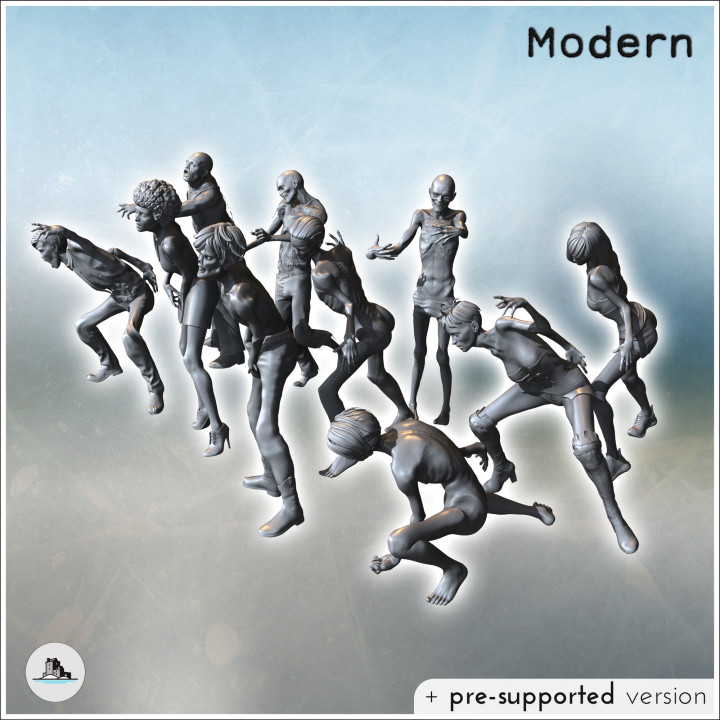 3D Printable Set of ten post-apocalyptic mutant-infected zombies (1 ...