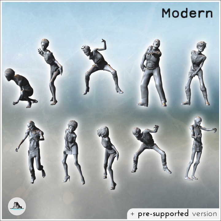 3D Printable Set of ten post-apocalyptic mutant-infected zombies (1 ...