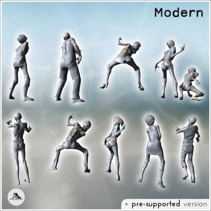 3D Printable Set of ten post-apocalyptic mutant-infected zombies (1 ...