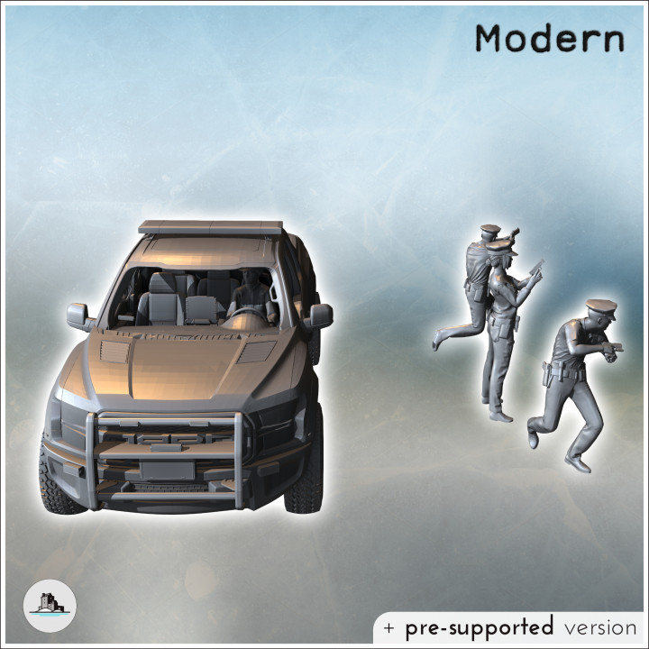 3D Printable Set of three police officers with uniforms and peaked caps ...