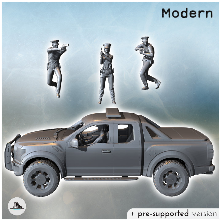 3D Printable Set of three police officers with uniforms and peaked caps ...