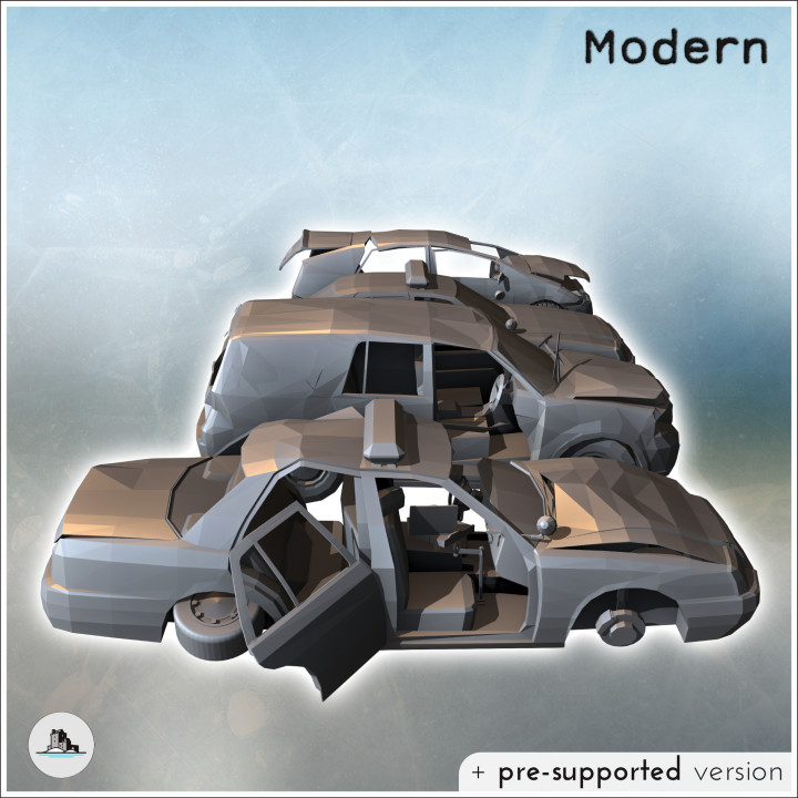 3D Printable Set of four post-apocalyptic vehicles with a police car ...