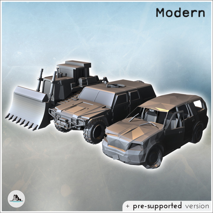 3D Printable Set of three post-apocalyptic vehicles with vehicle ...