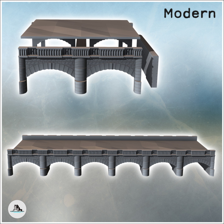 3D Printable Stone bridge with side pavement and bricks (5) - Modern ...