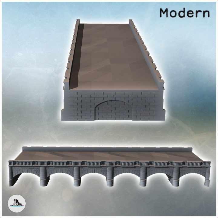 3D Printable Stone bridge with side pavement and bricks (5) - Modern ...
