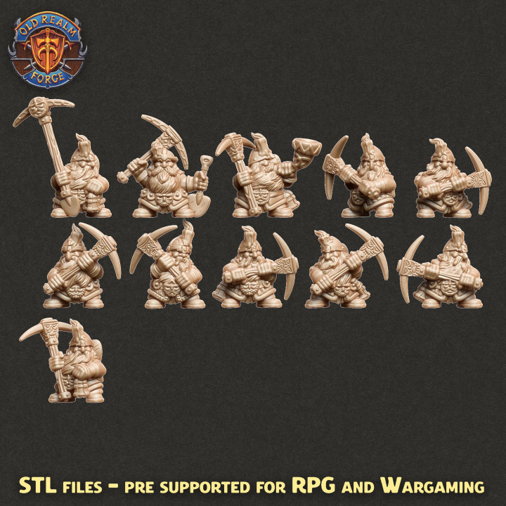 3D Printable Classic Dwarf Miner Unit by Old Realm Forge